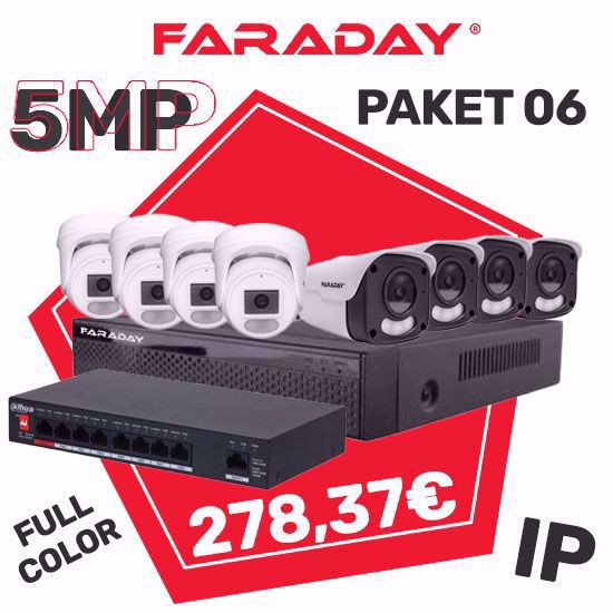 MS Security System| Paket 6 IP Faraday VN 4+4 kamere 5MP switch 8port NVR 9CH